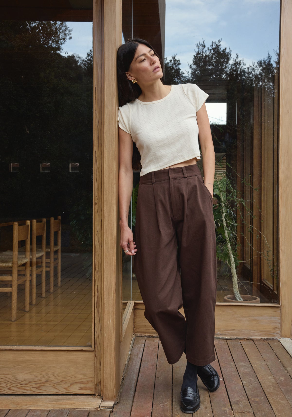Ana Crop Trouser Walnut Twill – First Rite Clothing