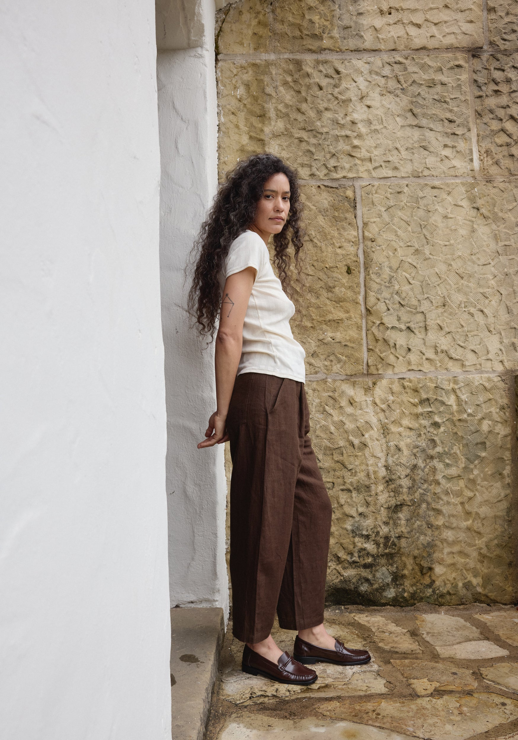 Pointelle Tee Natural – First Rite Clothing